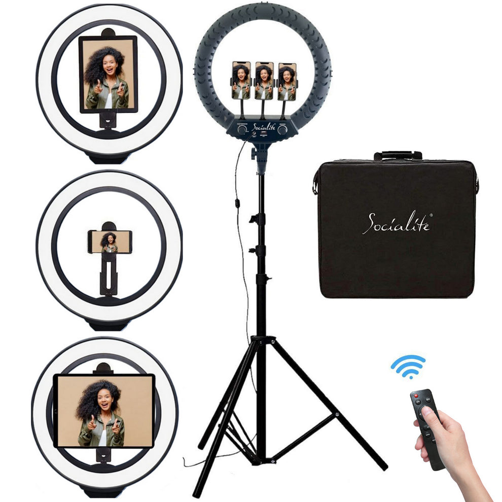 The Socialite 18-Inch iPad Tablet Ring Light with Stand and Mirror ...
